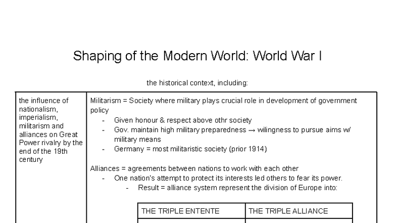 2025 Study Notes: World War I's Impact on Modernity and Society - Studocu