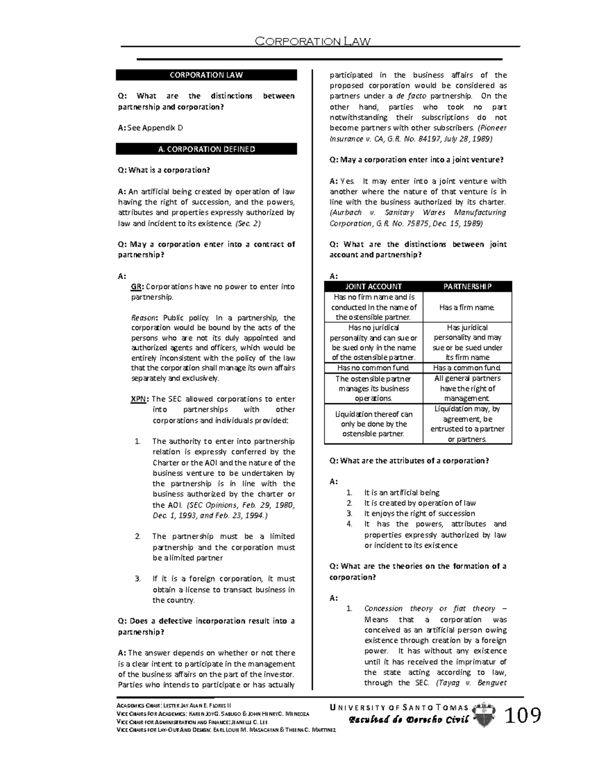 UST Golden Notes: Key Concepts in Corporation Law - Studocu
