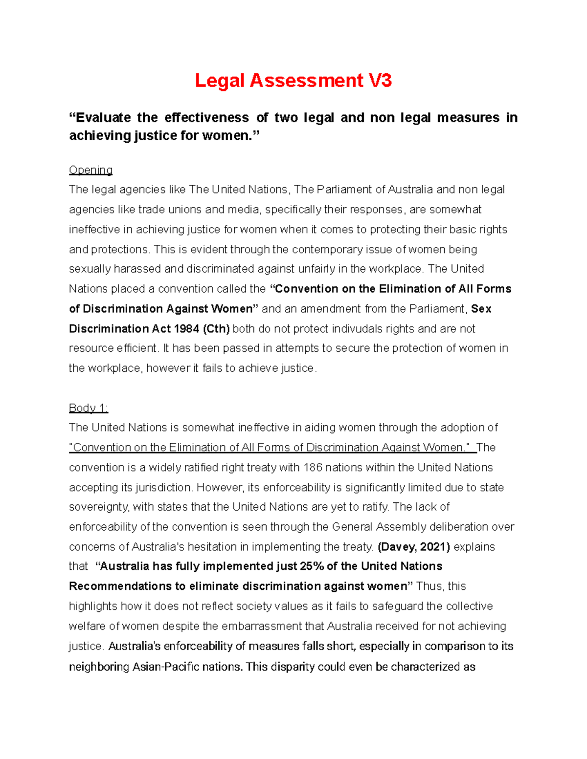 Prelim Legal Workplace Assessment: Measures for Women's Justice ...