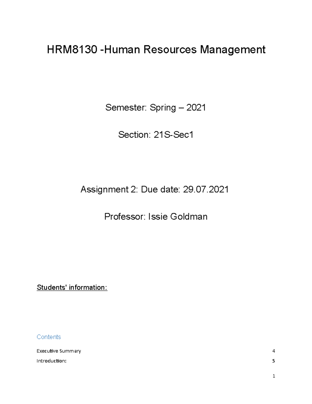 HRM - Assignment - 2 - Final document - HRM8130 -Human Resources ...