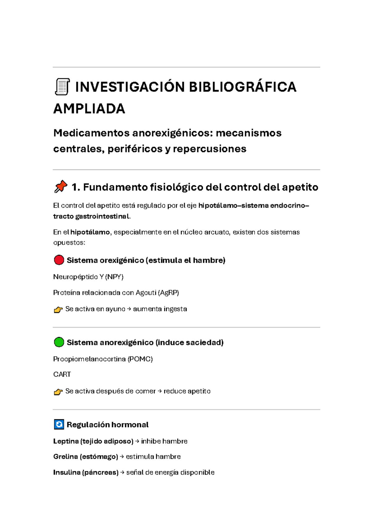 Tarea FISIO: Medicamentos Anorexigénicos y Control del Apetito - Studocu