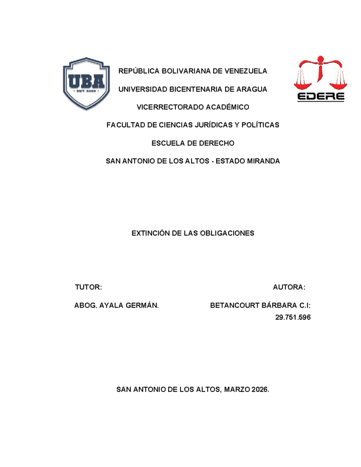 Extinción de las Obligaciones en el Derecho Civil Venezolano - HIS Y ...