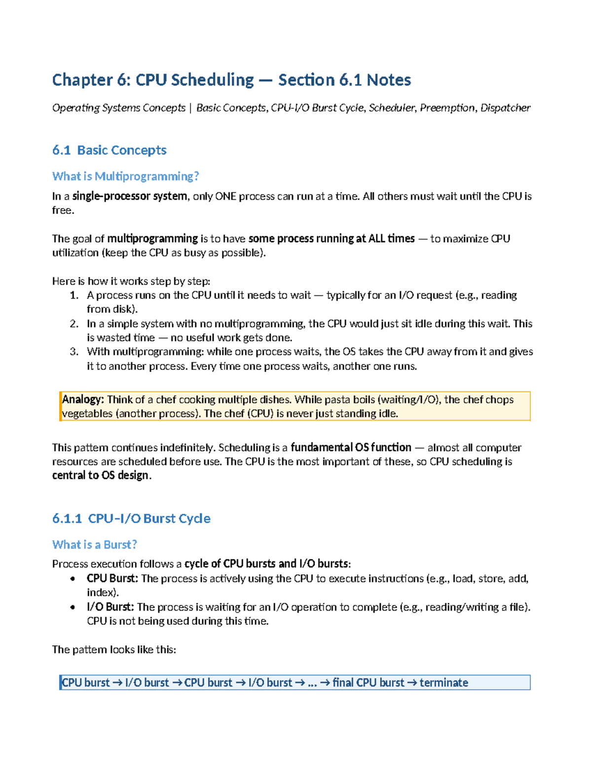 Chapter 6: CPU Scheduling Mechanism in Operating Systems Notes - Studocu