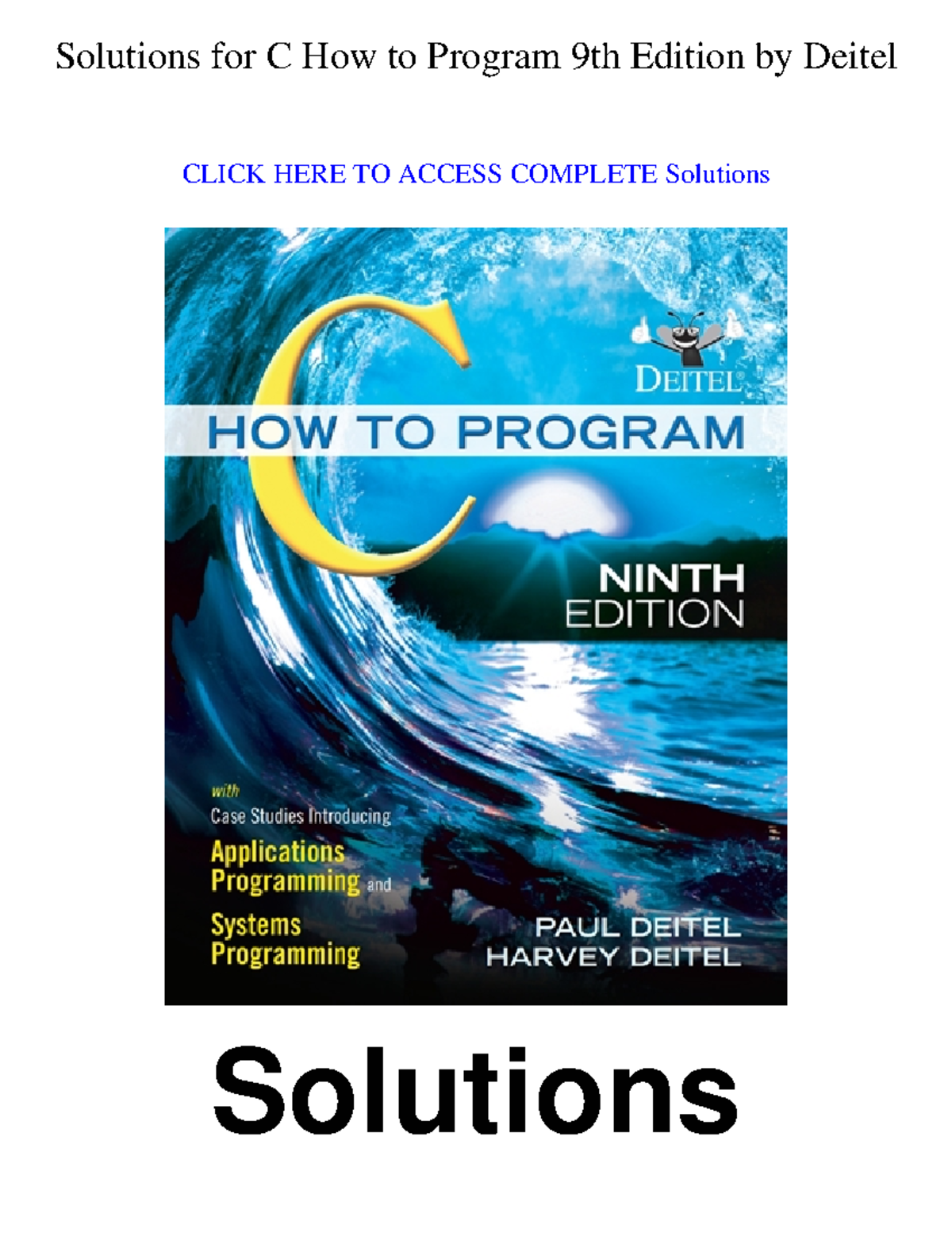 CSE 101 - Solutions for C How to Program 9th Edition by Deitel - Studocu