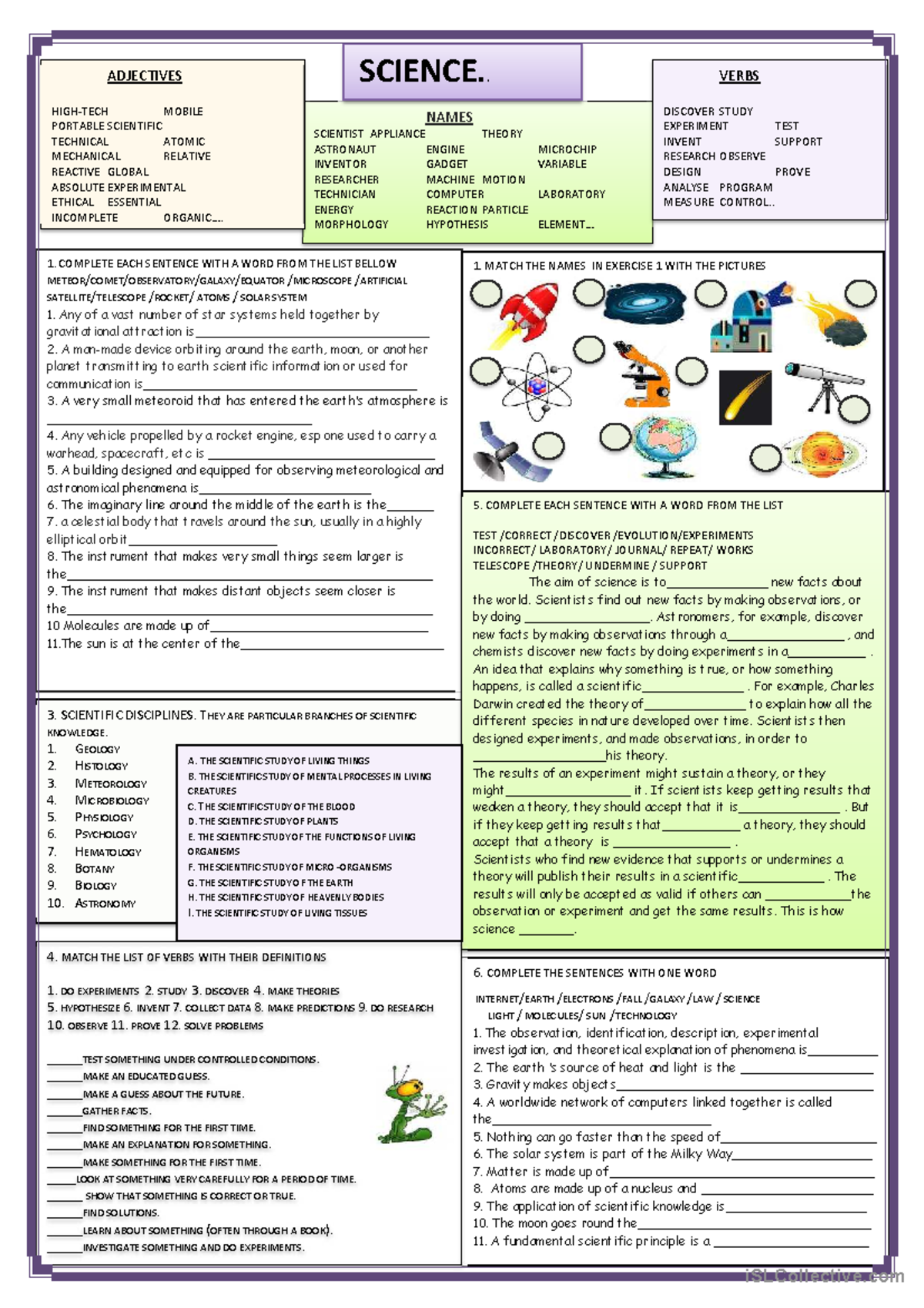 SCIENCE 101: ADJECTIVES, VERBS, AND SCIENTIFIC DISCIPLINES - Studocu