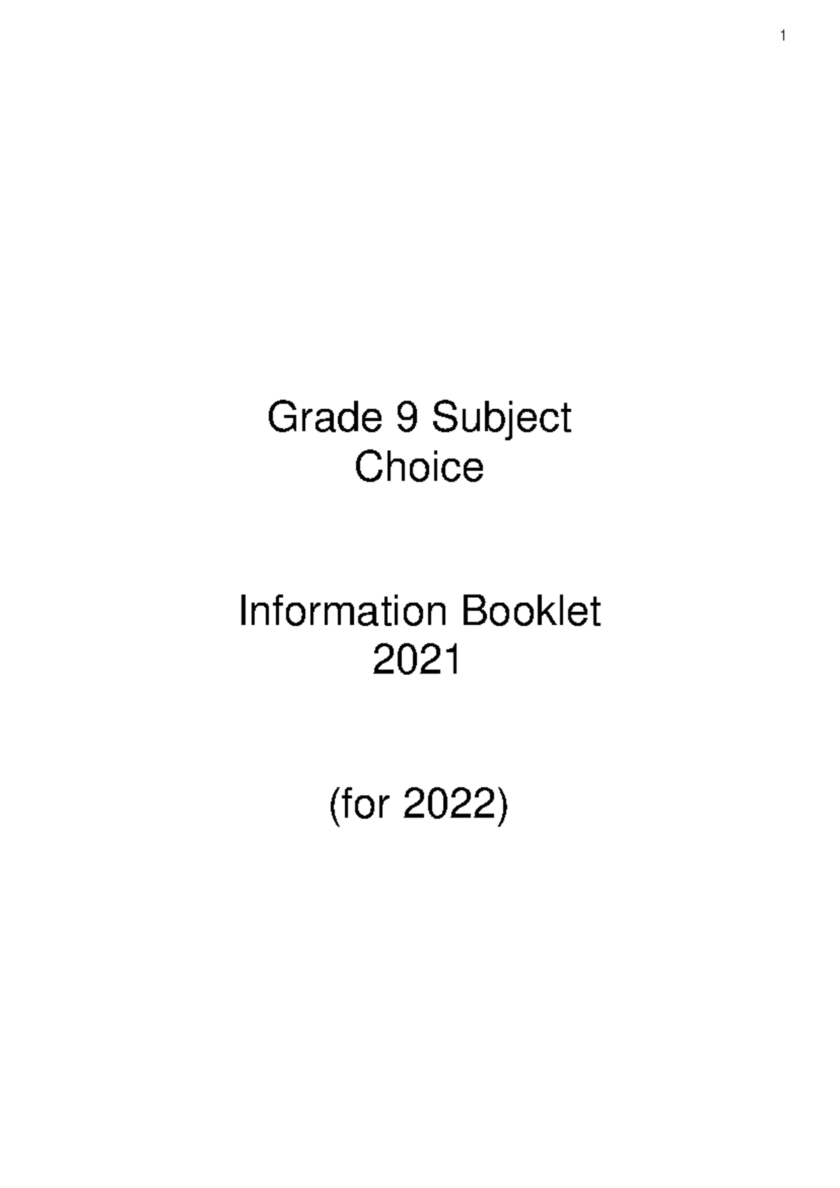 Grade 9 Subject Choice Info Booklet 2021: Preparing for FET Phase - Studocu