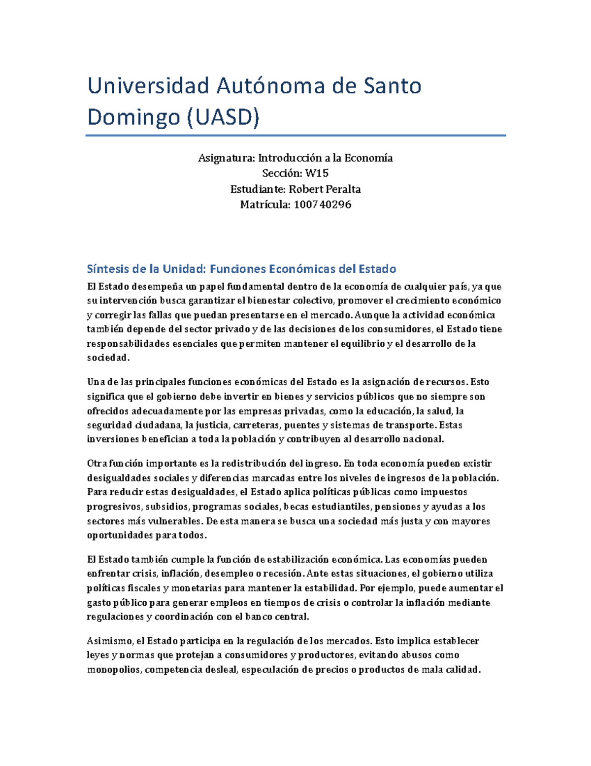 UASD: Síntesis de Funciones Económicas del Estado - Robert Peralta ...