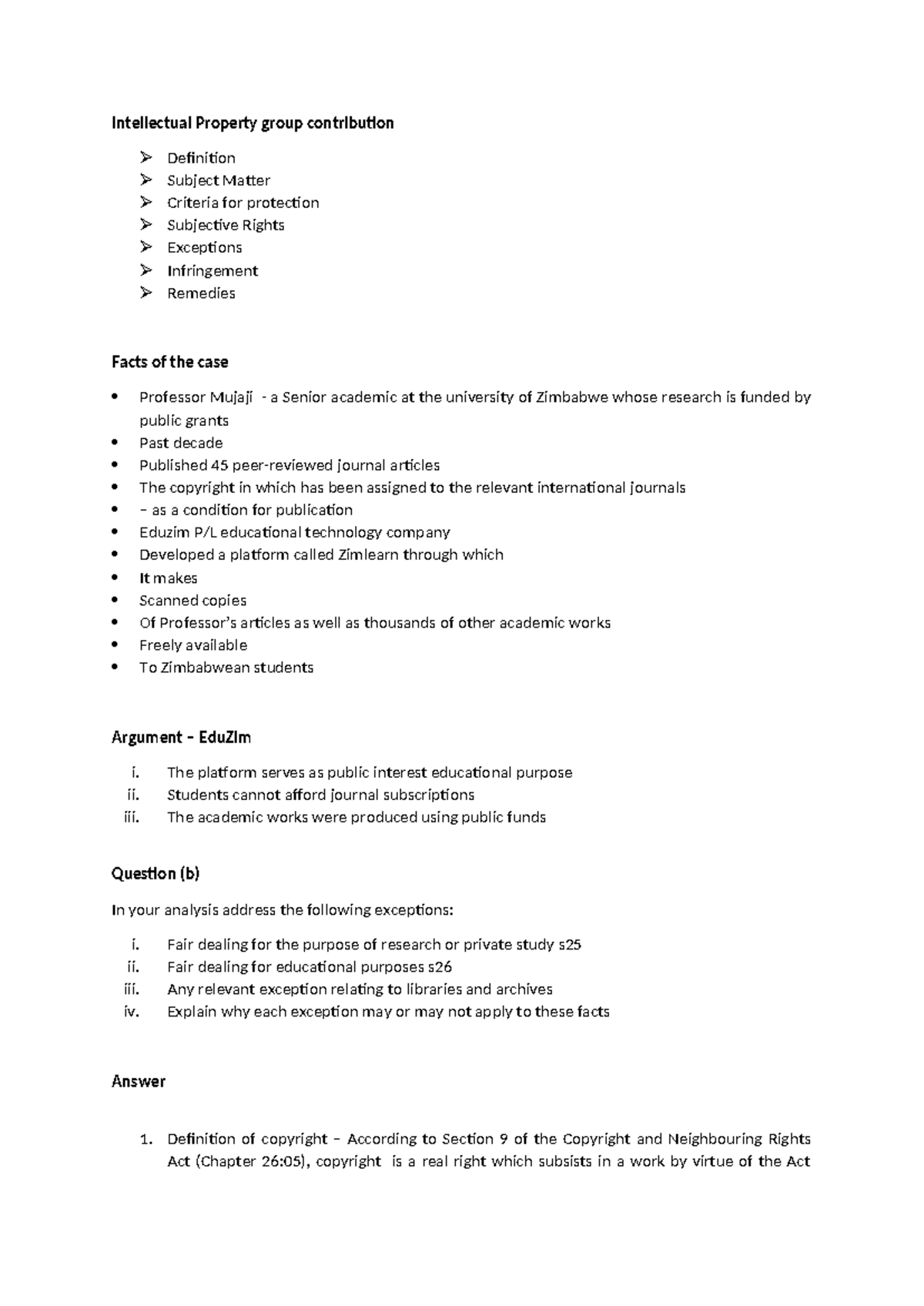 Intellectual Property Law Analysis: EduZim's Fair Dealing & Copyright ...