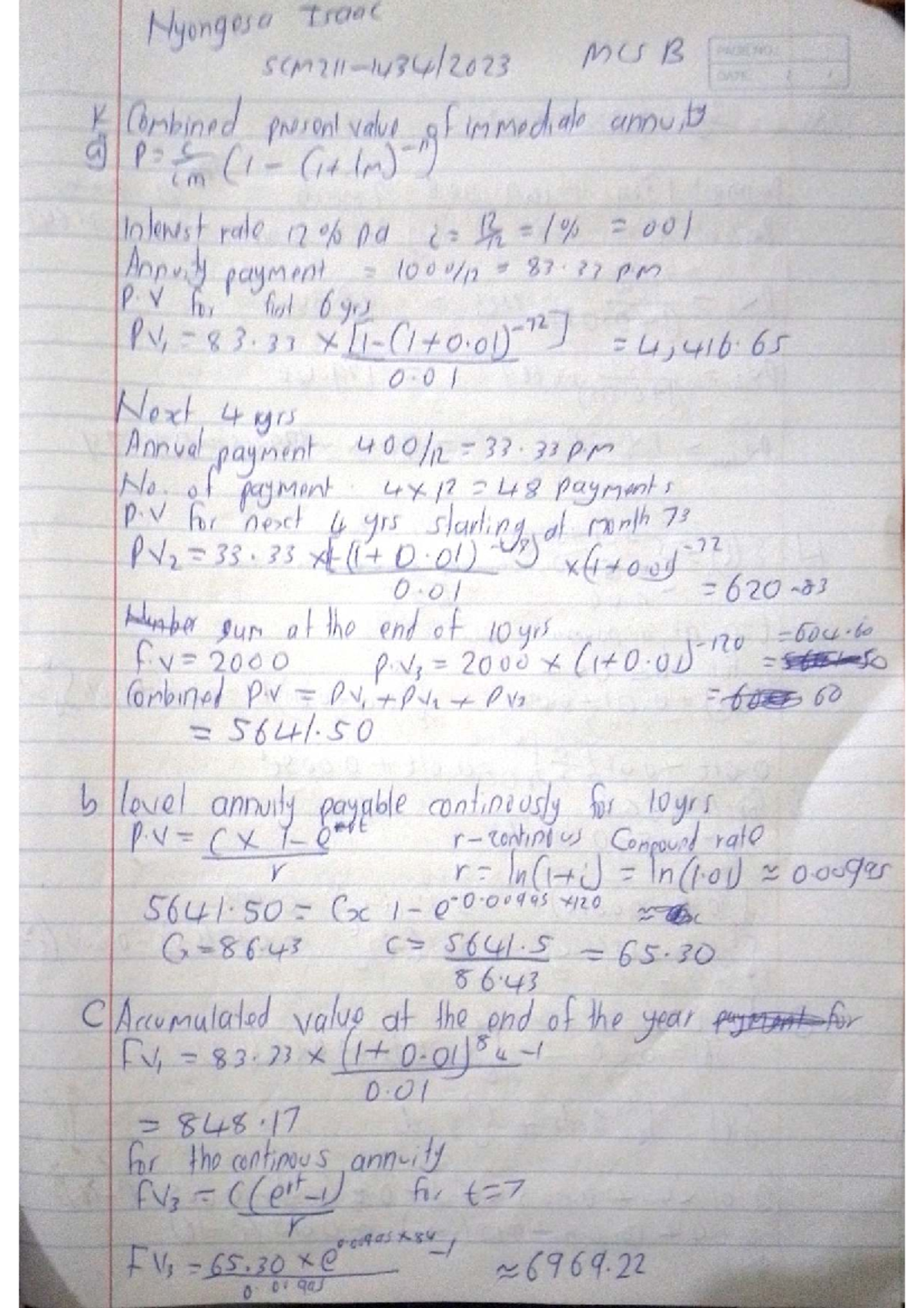 MCSB Assignment: Combined Present Value of Annuities Analysis - Studocu