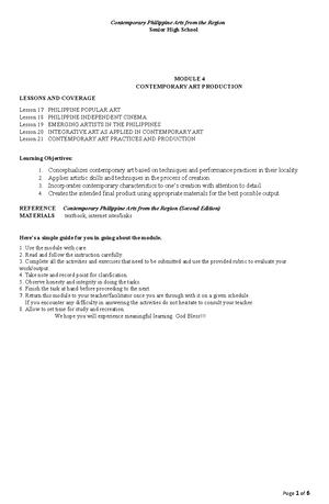 Contemporary Philippine ARTS Module 1 - Senior High School MODULE 1 ...