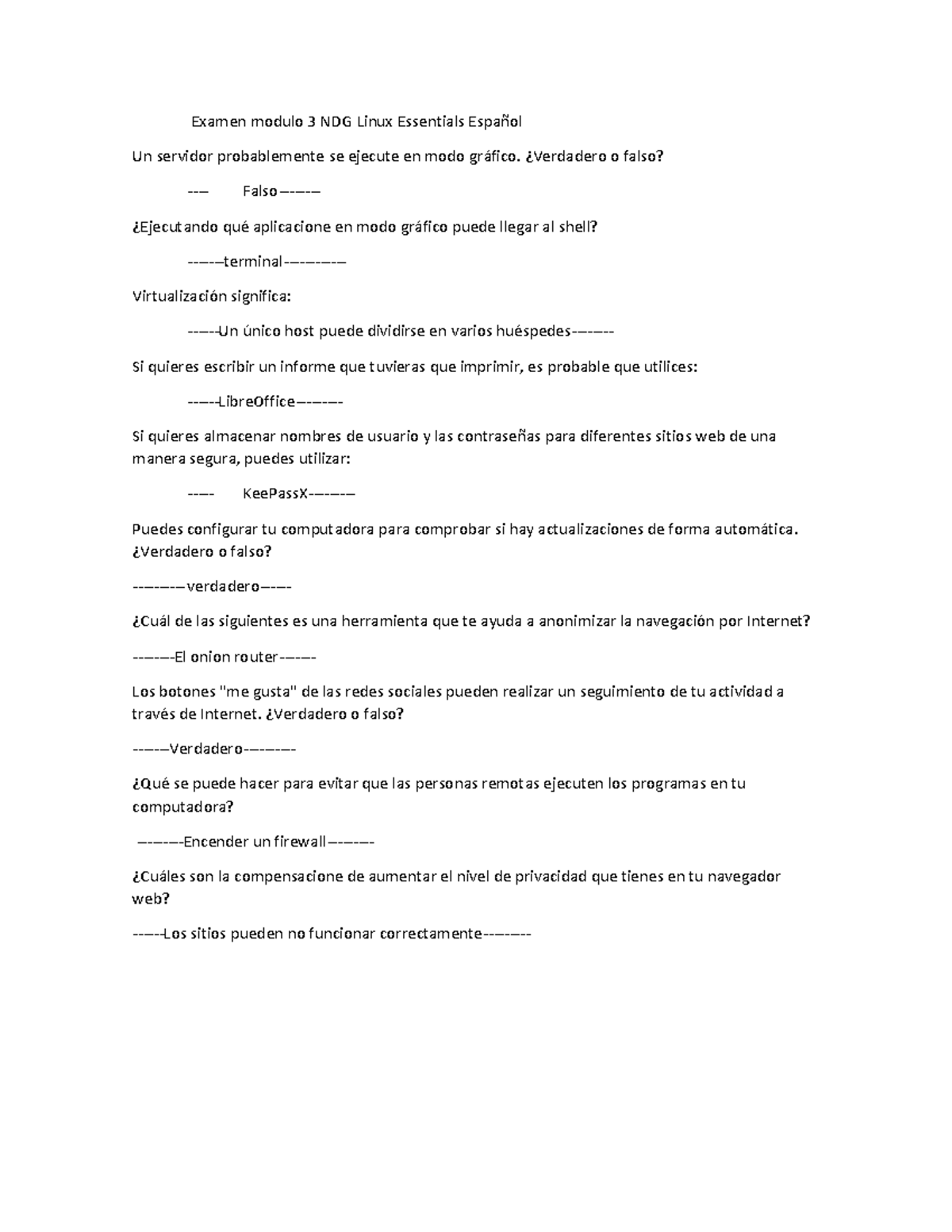 Examen Módulo 3 - NDG Linux Essentials en Español: Preguntas y Respuestas - Studocu