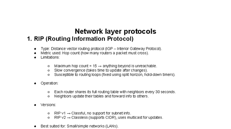 Network layer protocols - RIP (Routing Information Protocol) Type ...