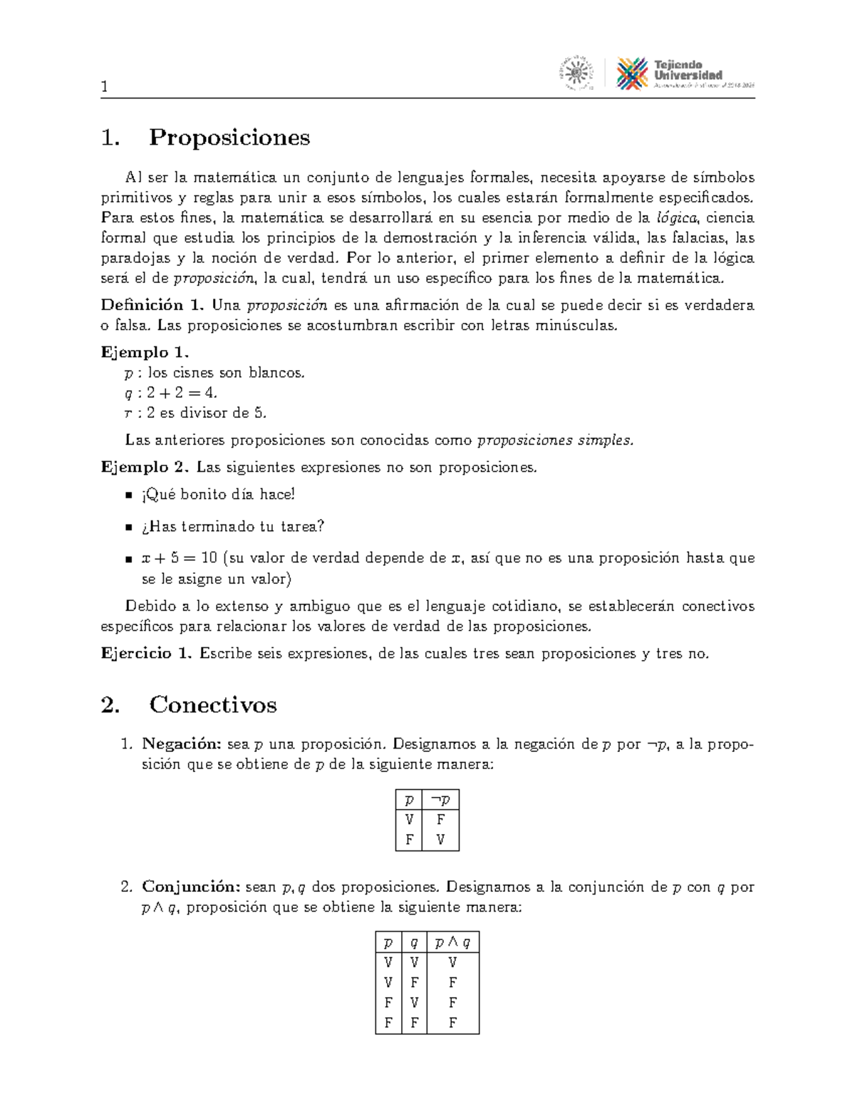 Lógica matemática: proposiciones, conectivos y cuantificadores - Studocu