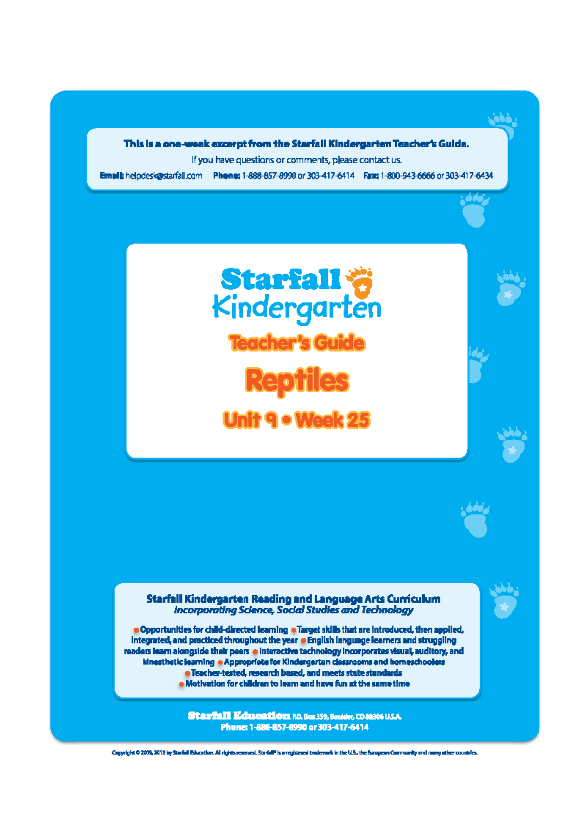 Starfall Kindergarten Curriculum - Week 25: Reptiles and Reading Skills ...