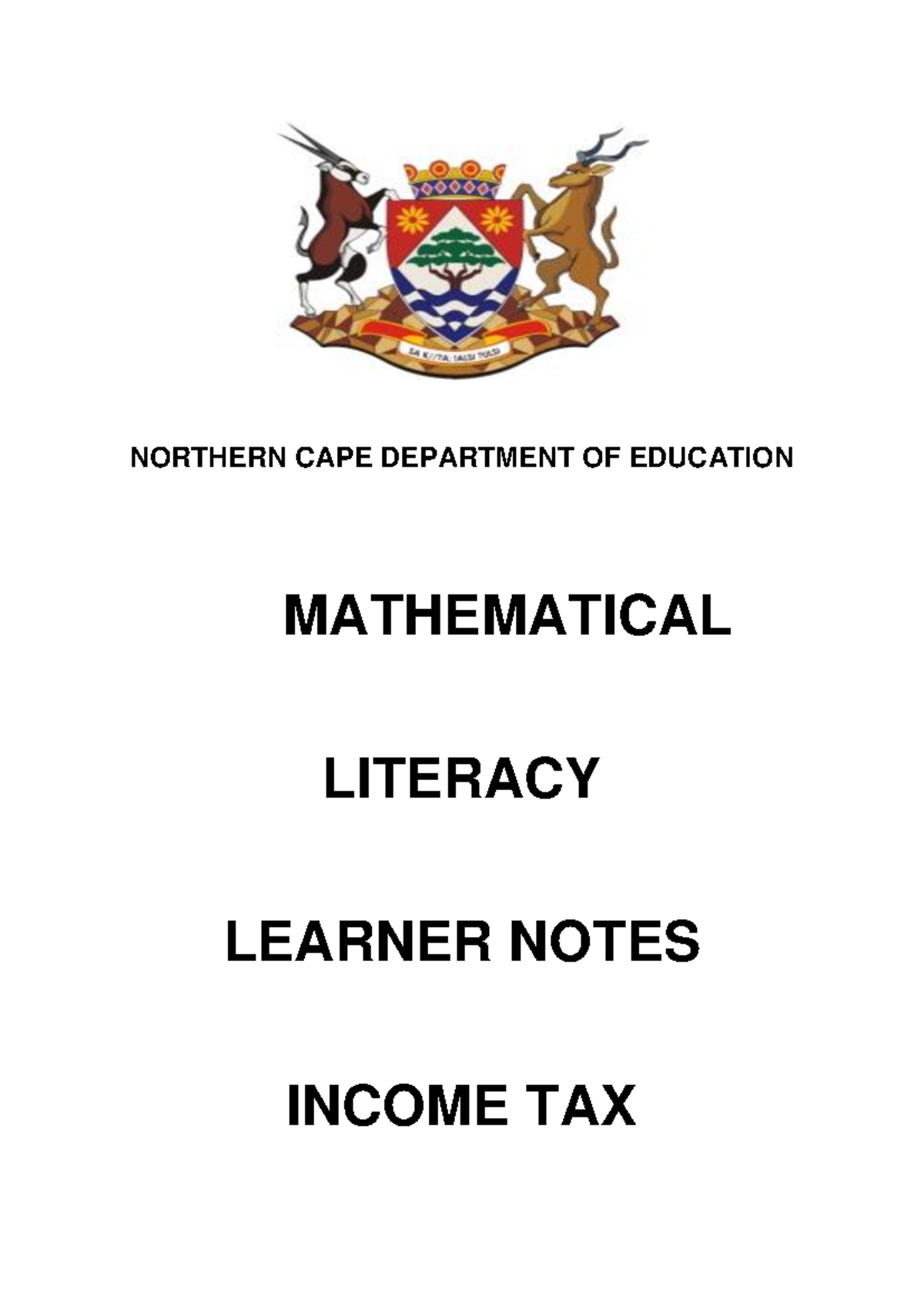 Income Tax Learner Notes - MATHEMATICAL LITERACY 2023 - Studocu