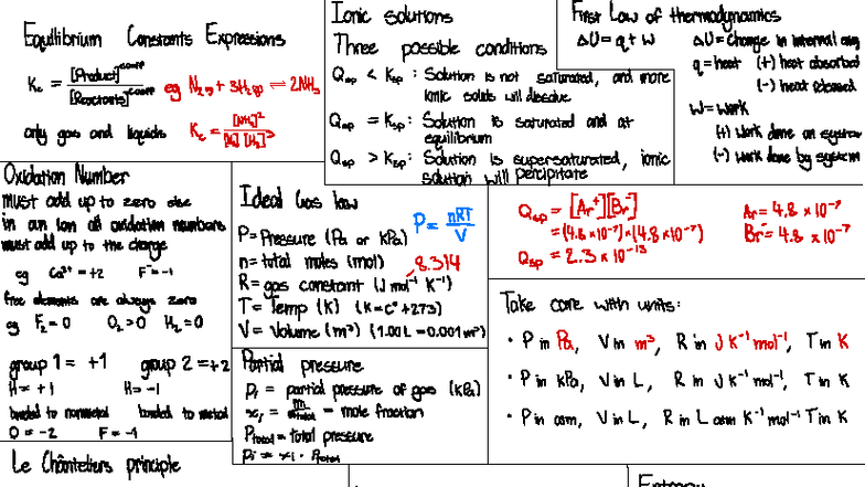 Chem Final 120 Cheat Sheet: Thermodynamics & Equilibrium Concepts - Studocu