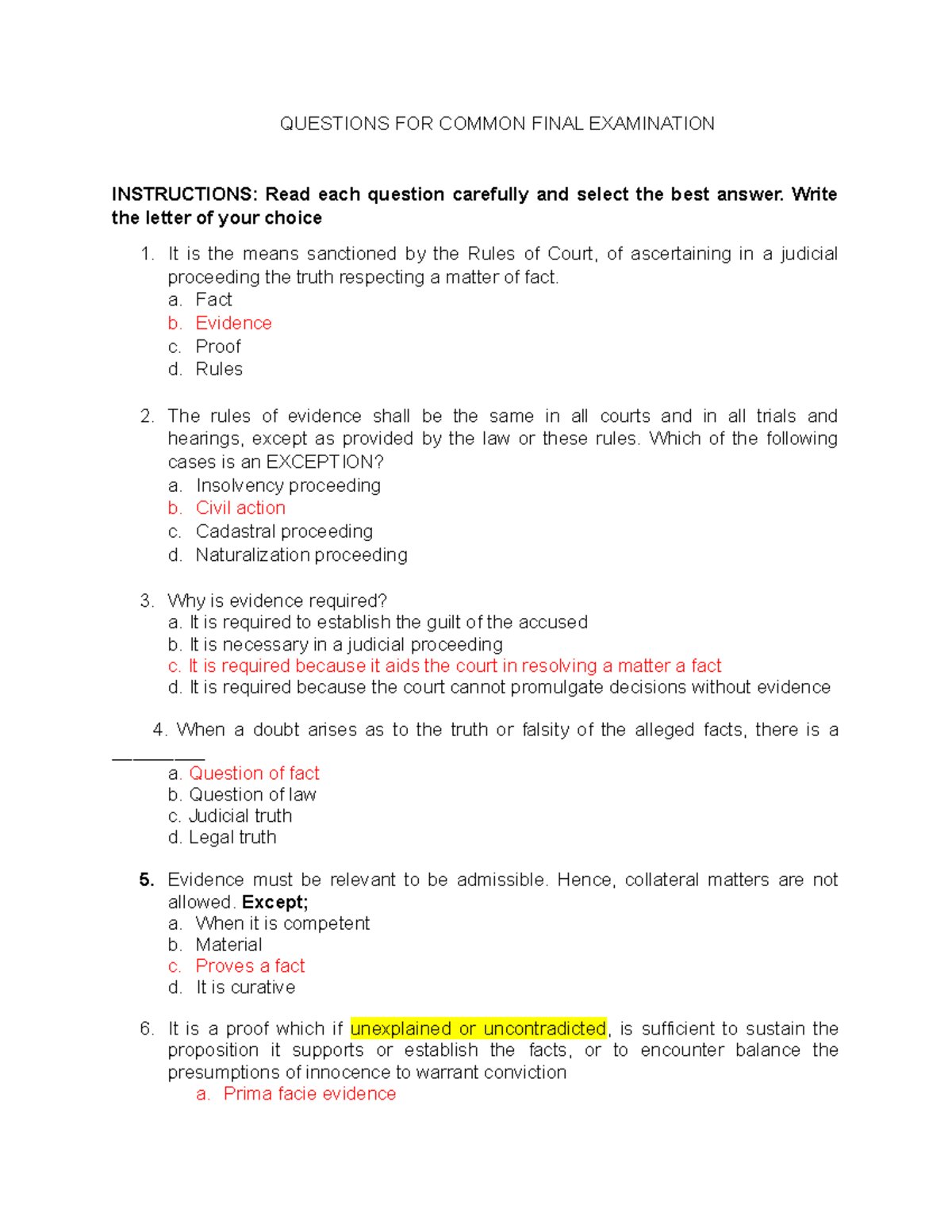 CFE CRI 165 Final Exam Reviewer: Key Evidence Questions and Answers ...