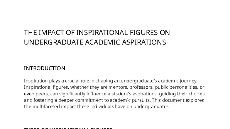 Inspirational Figures and Academic Aspirations - THE IMPACT OF ...