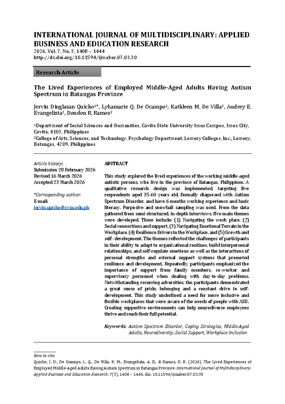 The Lived Experiences of Employed Adults with Autism Spectrum Disorder ...