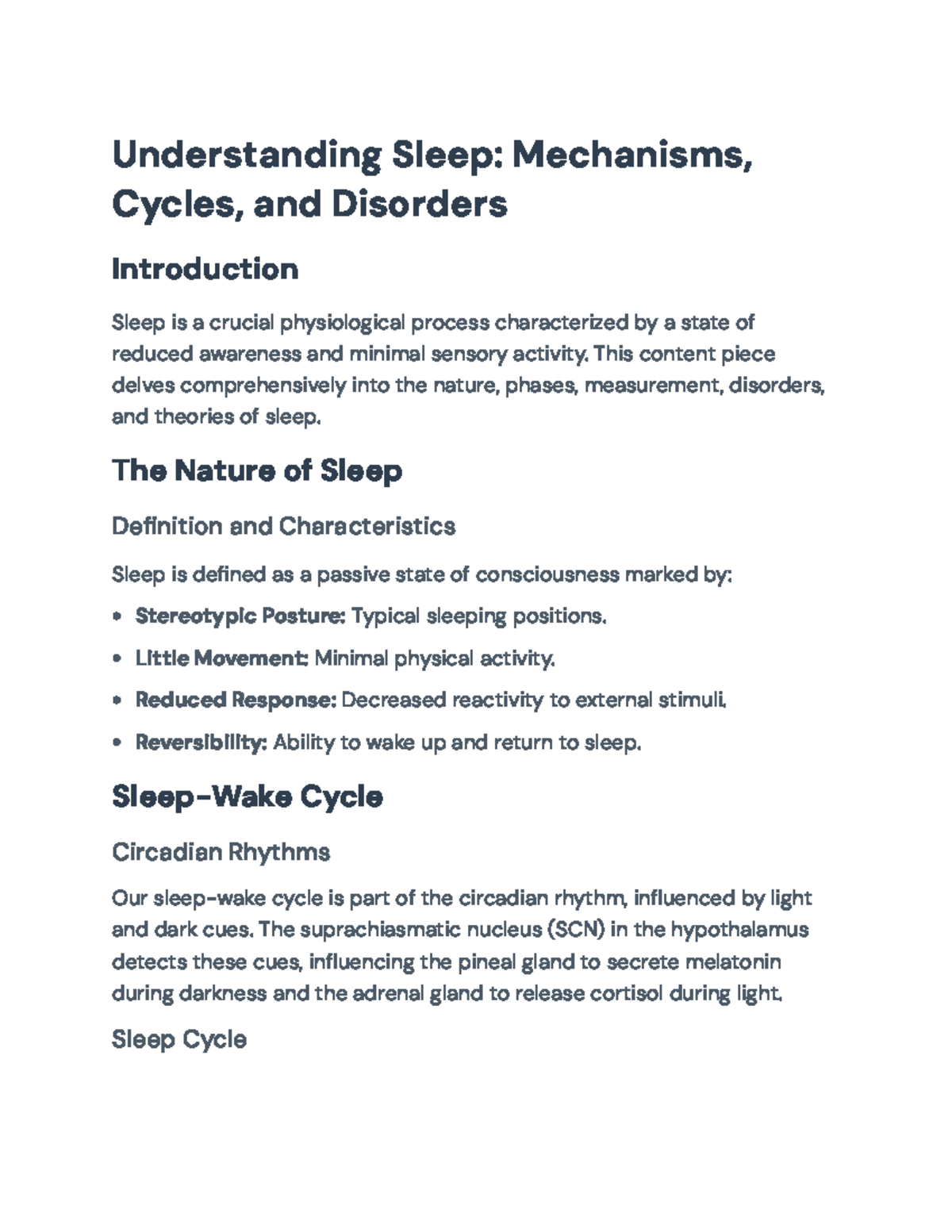 Understanding Sleep: Mechanisms, Cycles, Theories & Disorders ...