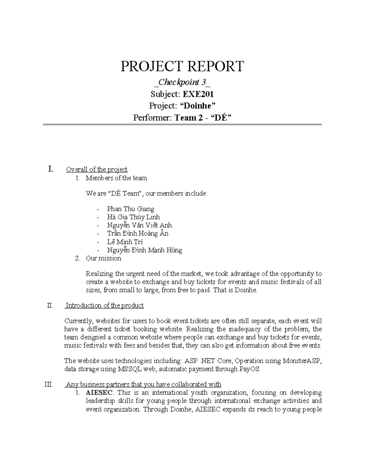 EXE201 - Checkpoint 3 Project Report: Doinhe Ticket Platform Overview ...