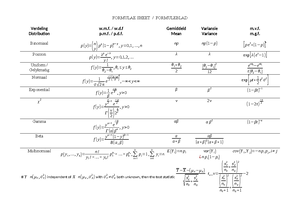 Statistics 214: A2 Formula Sheet for Excel Functions and Statistics ...
