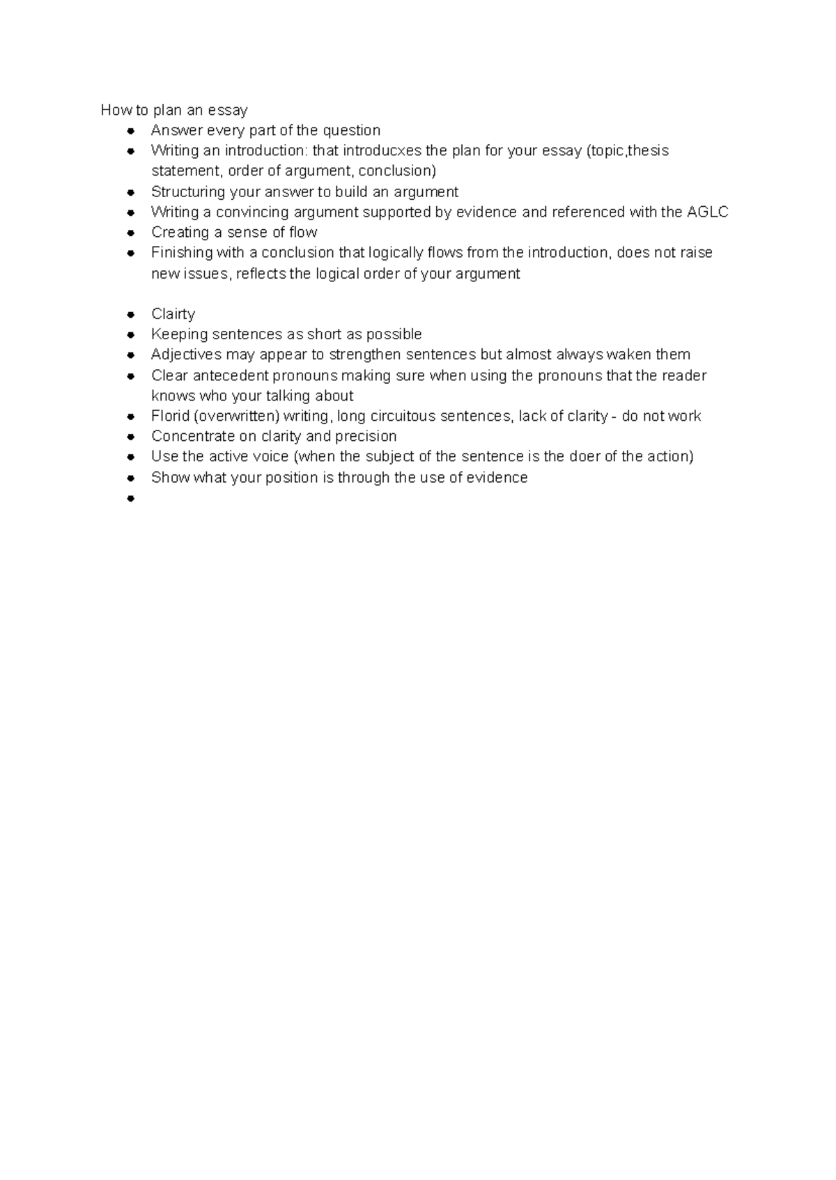 Essay Planning Guide: Structuring Arguments & Clarity Tips - Studocu