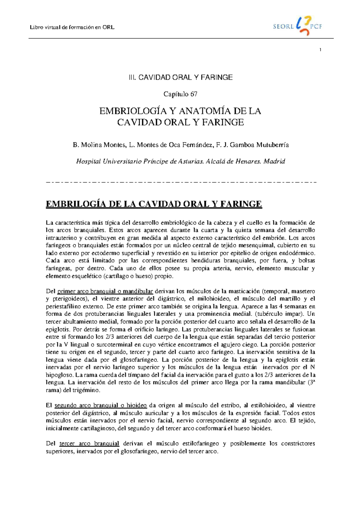 Capítulo 67: Embriología y Anatomía de la Cavidad Oral y Faringe en ORL ...