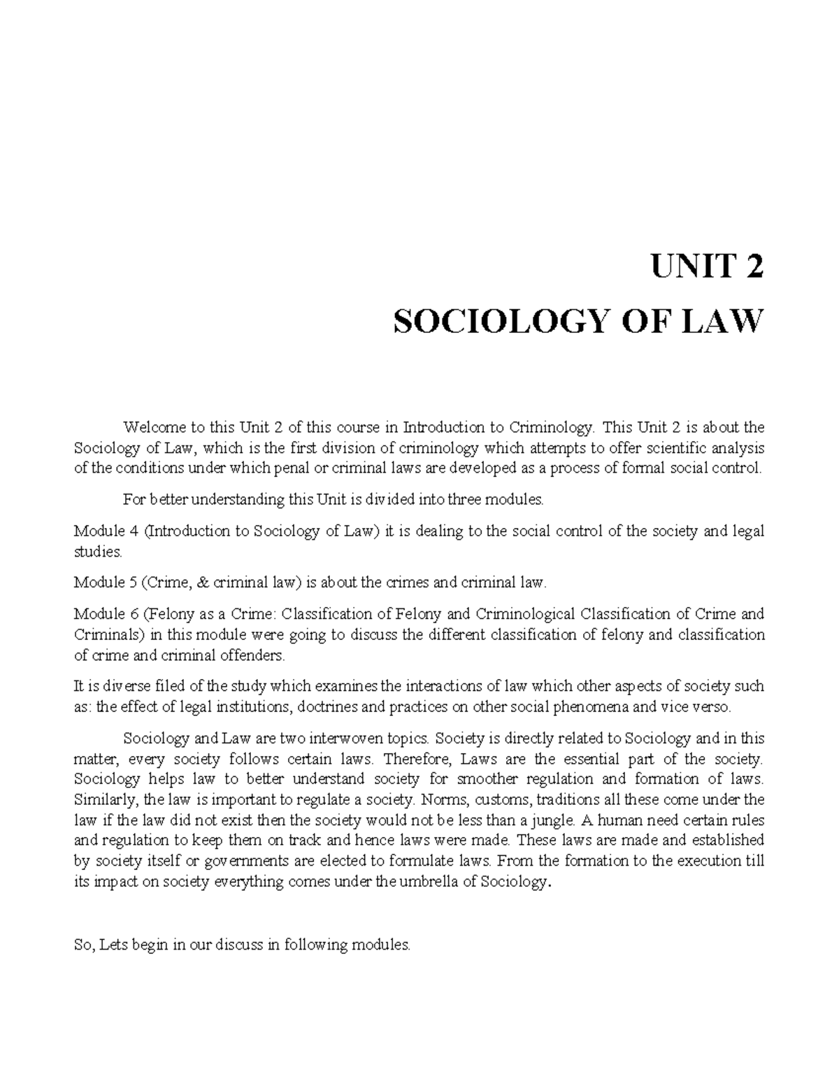 Midterm Notes: Sociology of Law (CRIM 101) - Studocu