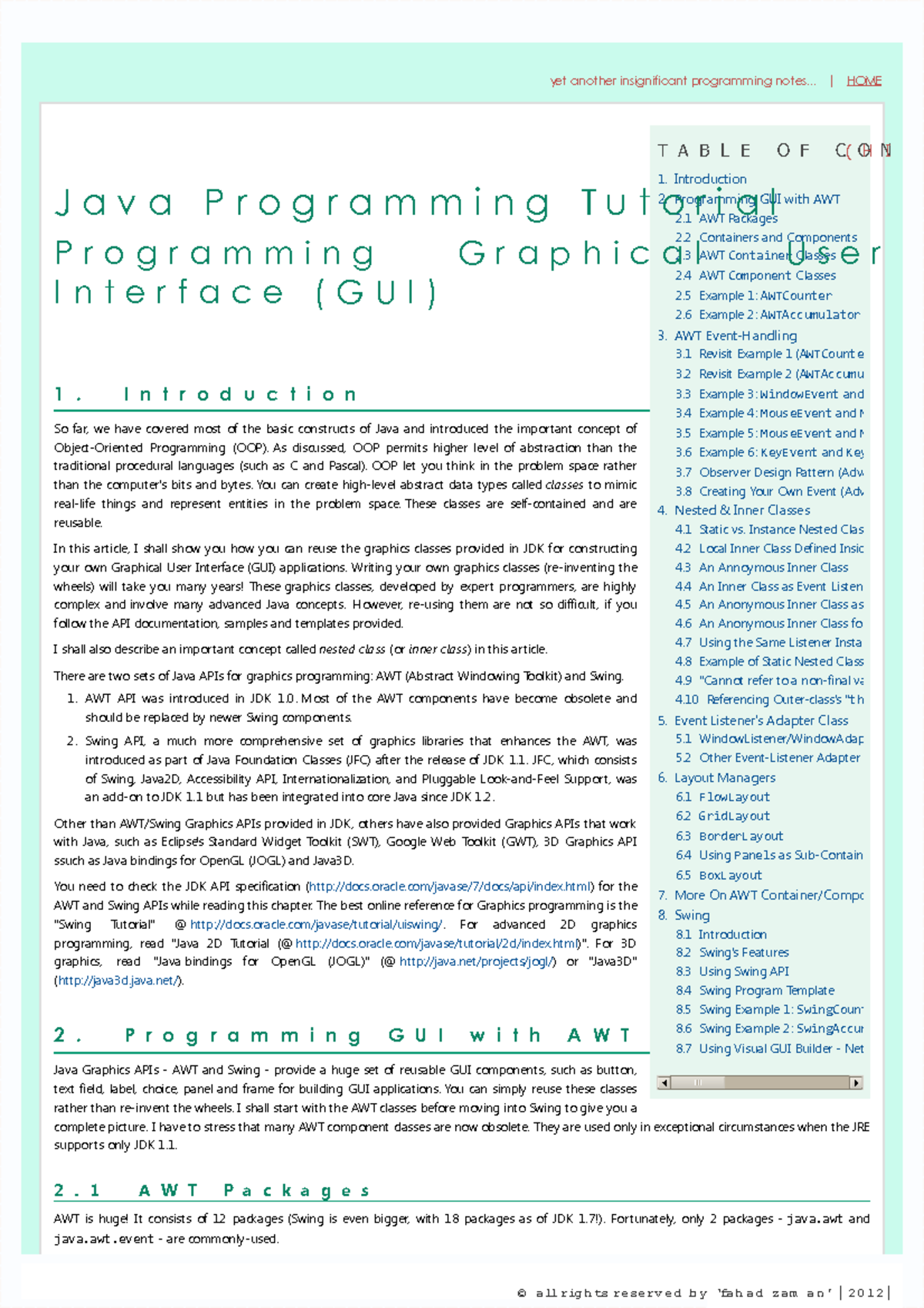 Java Programming Tutorial: AWT and Swing GUI Components Guide - Studocu