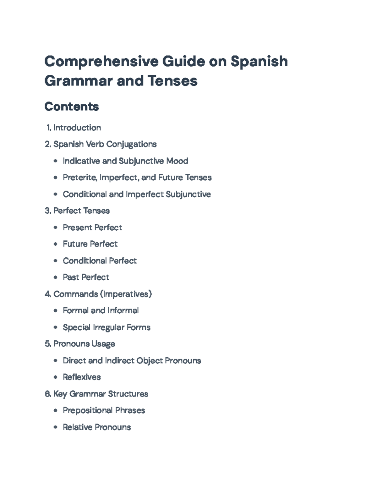 Comprehensive Guide to Spanish Grammar and Verb Conjugations ...