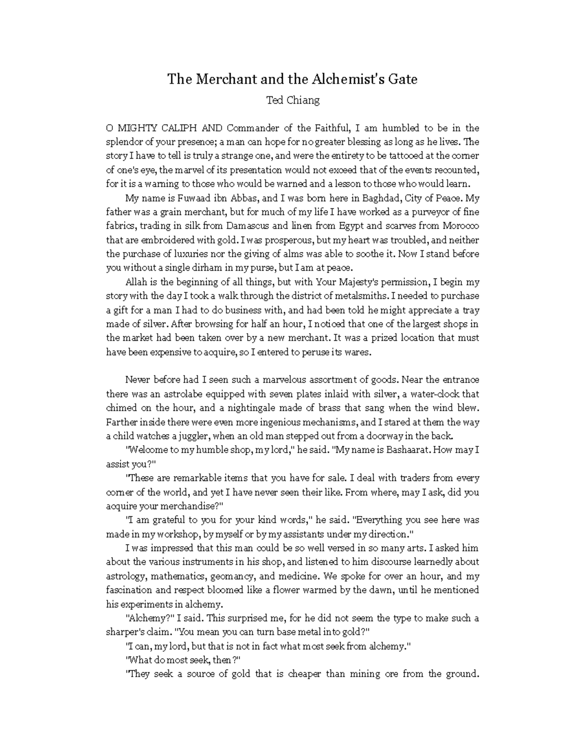 The Merchantandthe Alchemists Gate Ted Chiang - The Merchant and the ...