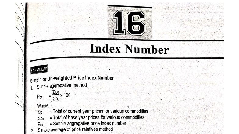 Index Number - Formulae and Methods for Price Index Calculation - Studocu