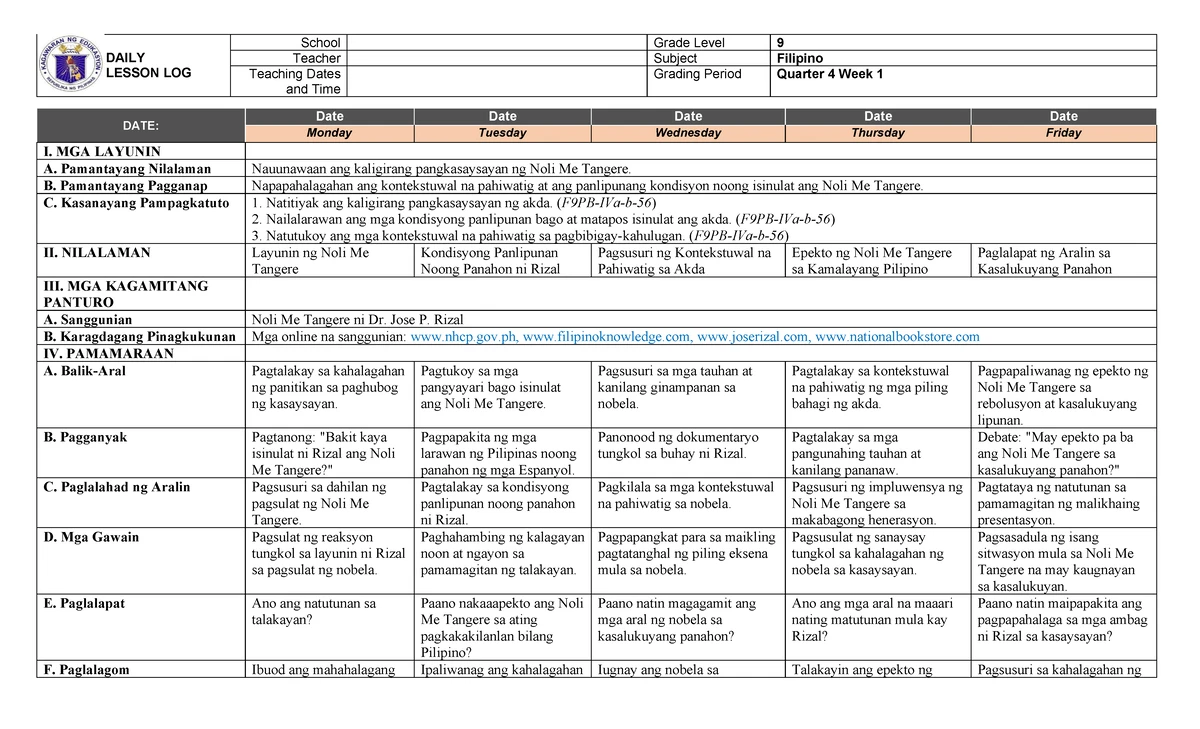 DLL G9 Filipino Q4 Week 7: Pagsusulat ng Mock Trial Script - Studocu