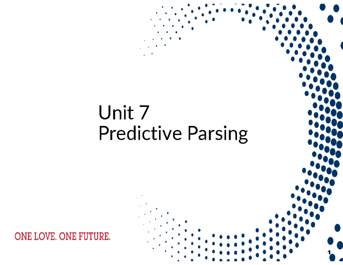 Unit 7: Predictive Parsing and LL(1) Grammar Techniques - Studocu