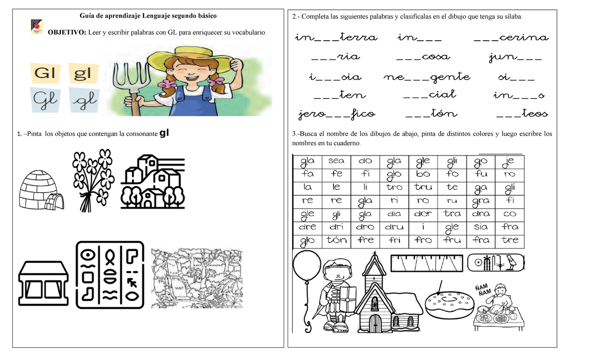 Guía de Aprendizaje de Lenguaje: GL & GR para Segundo Básico - Studocu