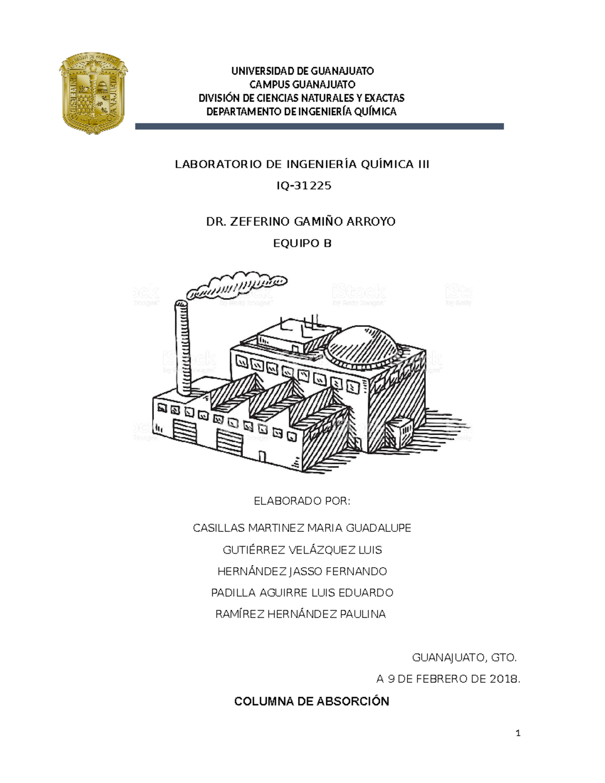 Práctica de Laboratorio IQ- Columna de Absorción en Ingeniería Química ...