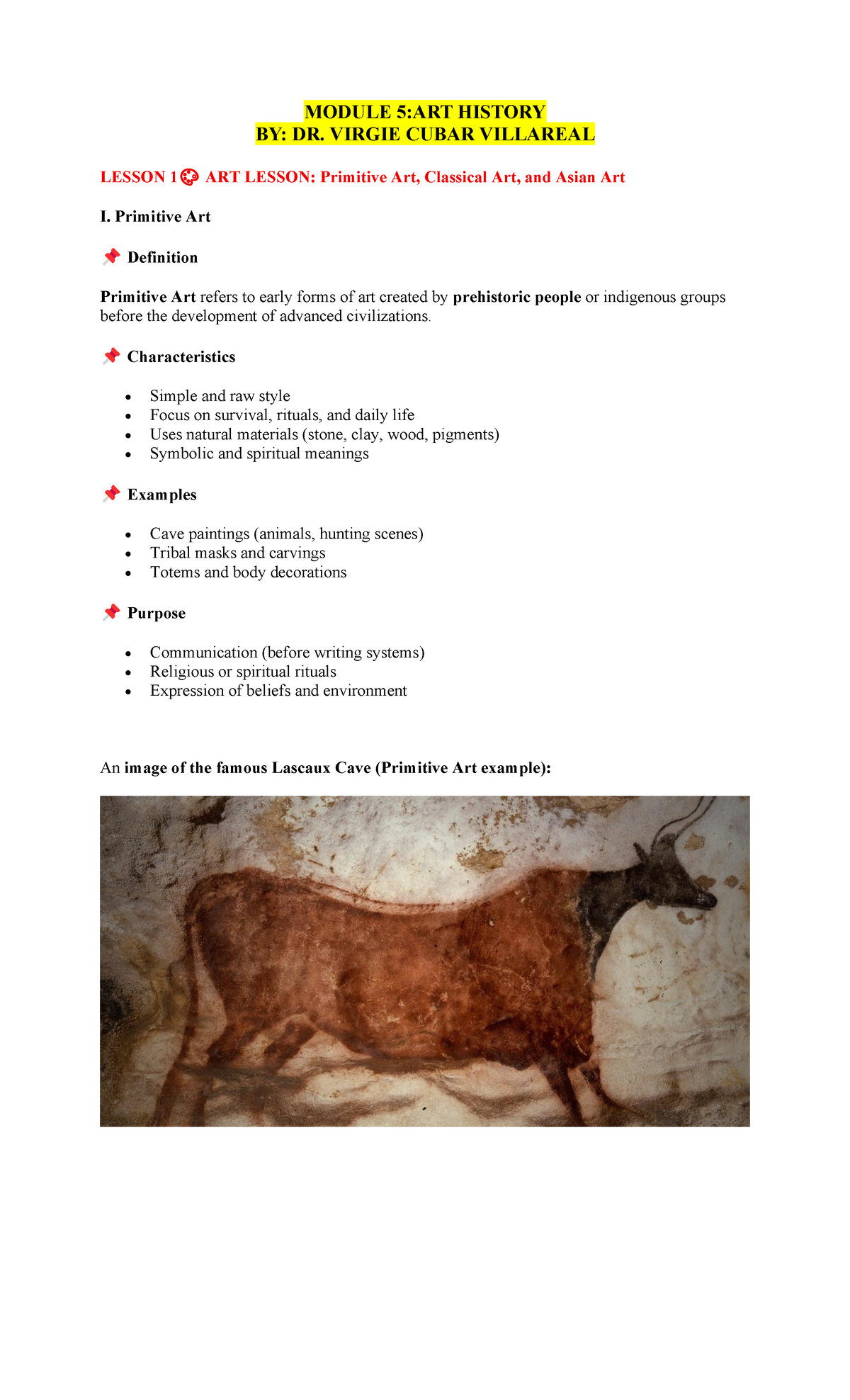 MODULE 5: ART HISTORY - Primitive & Classical Art Overview - Studocu