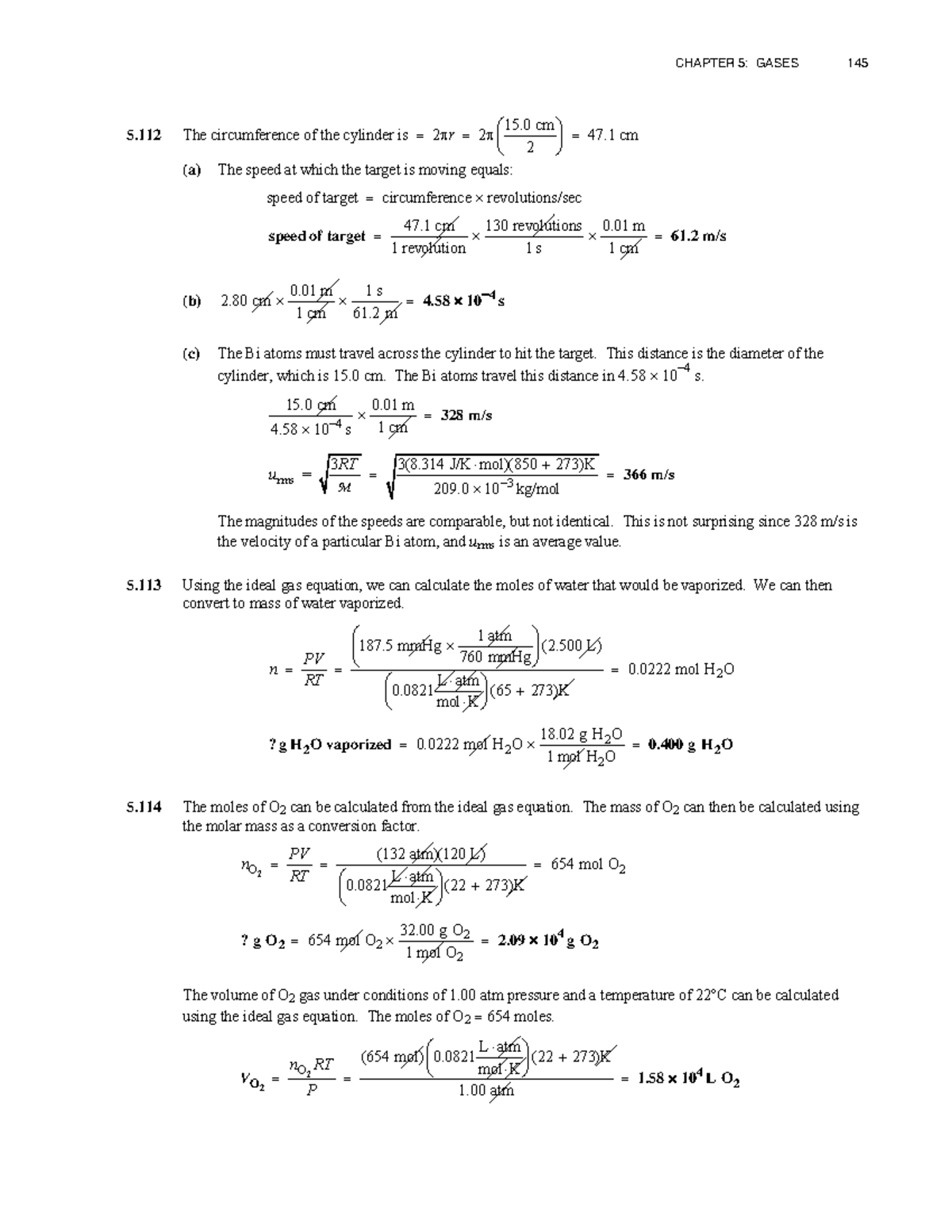 CHAPTER 5: GASES - Ideal Gas Calculations & Cylinder Dynamics - Studocu