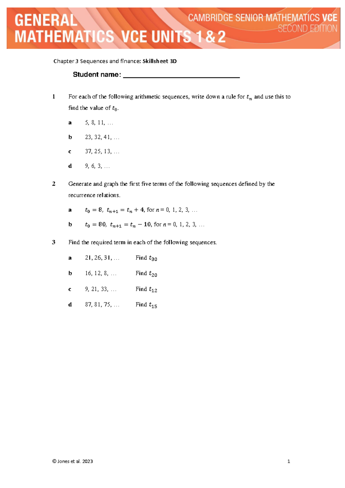 Chapter 3 Sequences and Finance: Skillsheet 3D Practice - Studocu