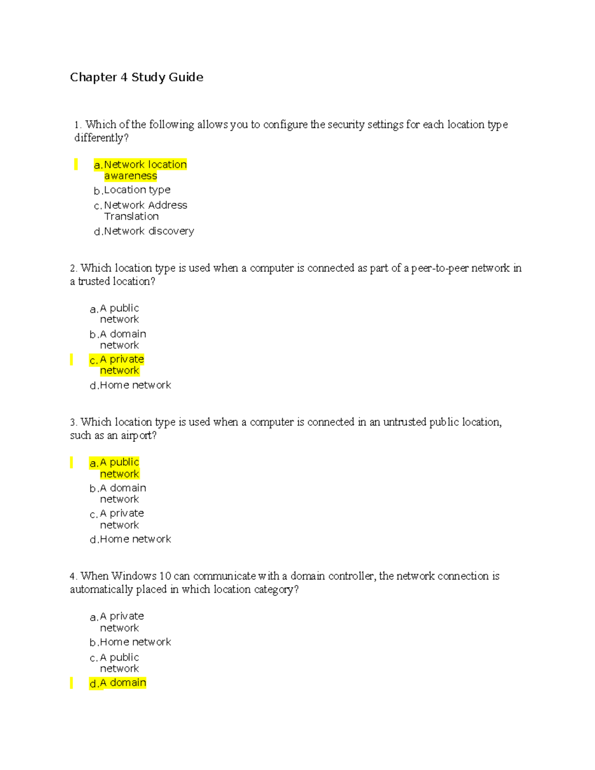 Chapter 4 Study Guide for Windows 10 Networking Concepts - Studocu