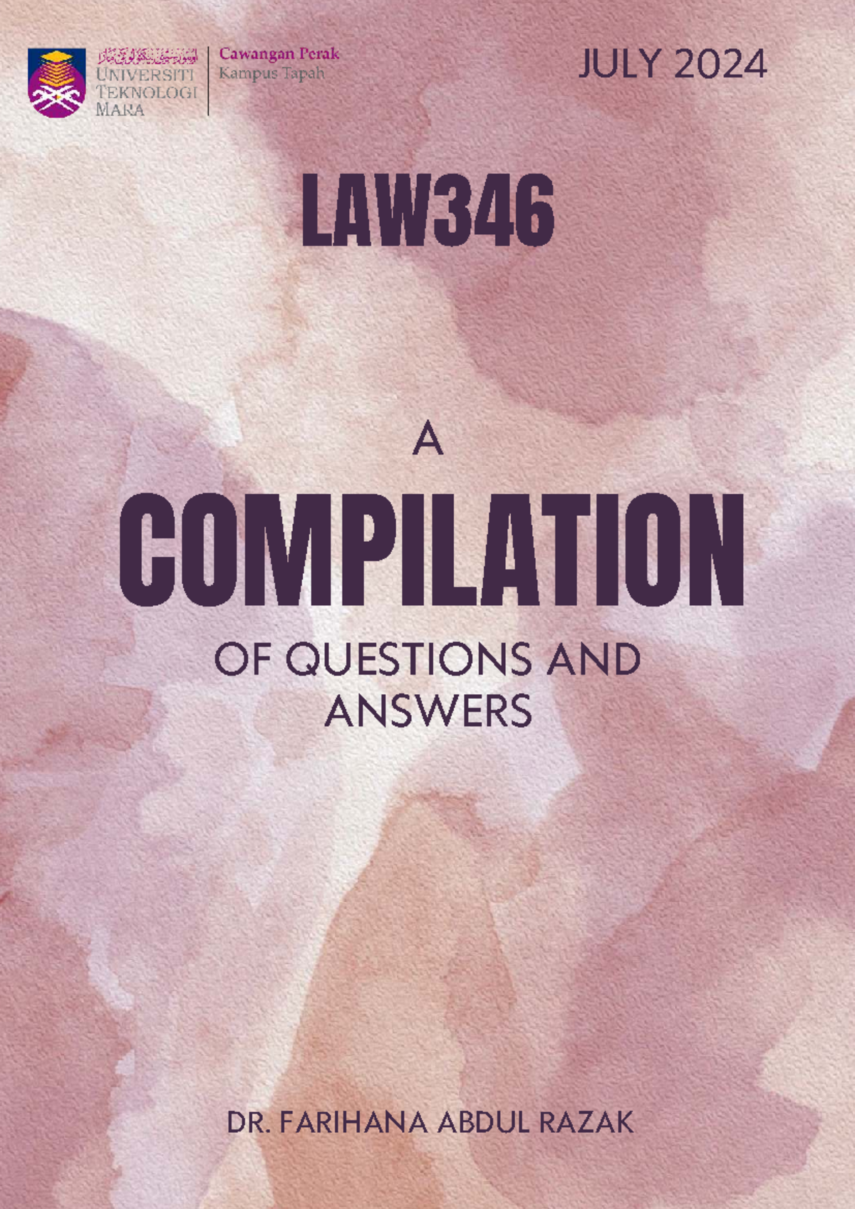LAW346 FINAL EXAM PREP: Q&A Compilation by Dr. Farihana Abdul Razak - Studocu