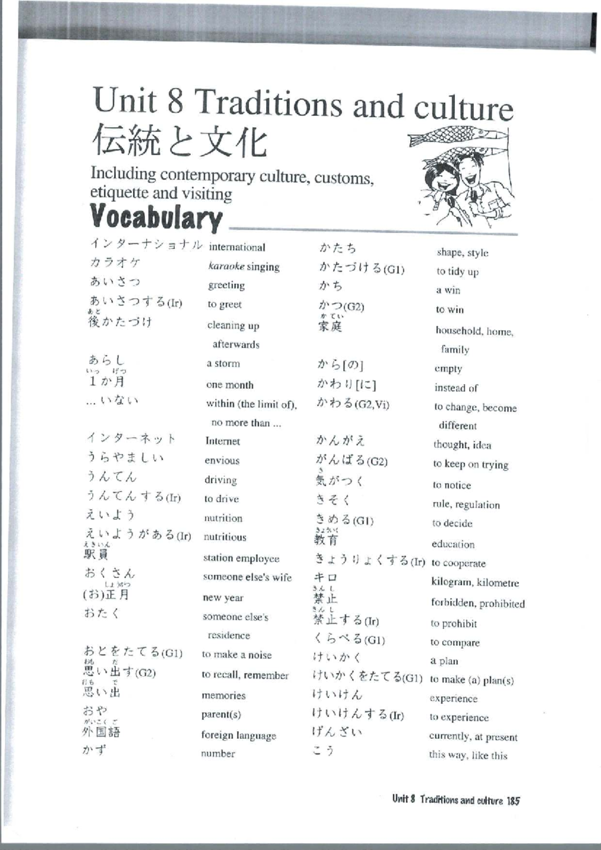Wakatta Textbook Unit 8: Traditions and Culture Overview and Vocabulary ...