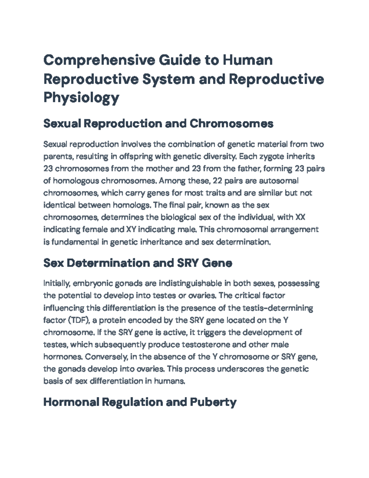 Comprehensive Guide to Human Reproductive System Physiology (BIO 101 ...