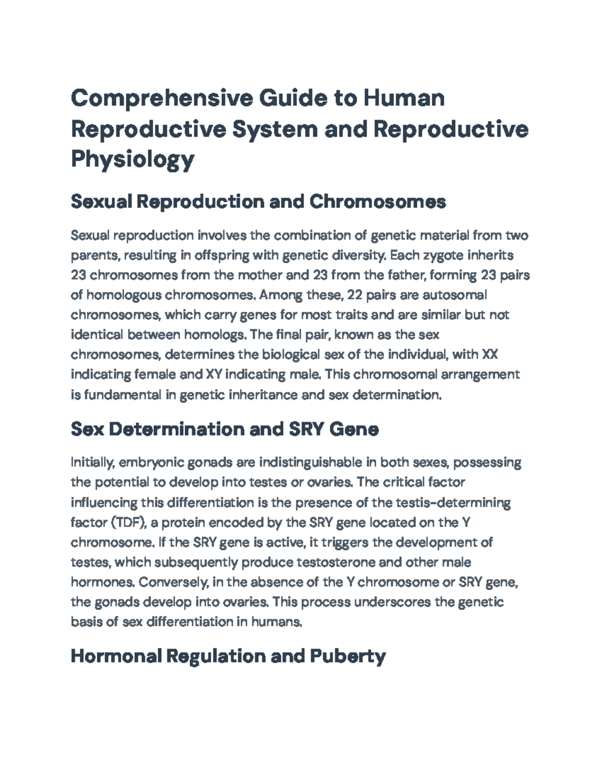 Comprehensive Guide to Human Reproductive System (BIO 101) - Studocu