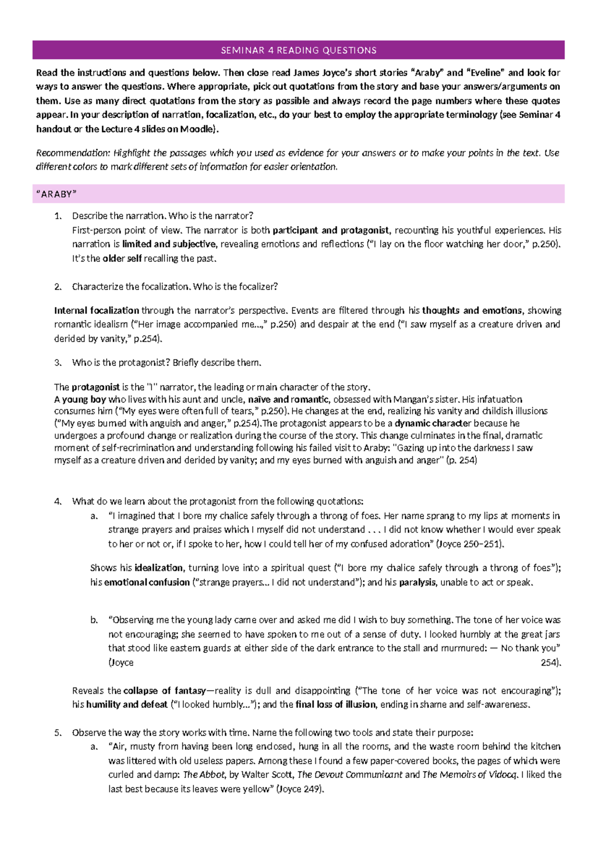 SEMINAR 4 READING QUESTIONS: Analyzing James' Short Stories - Studocu