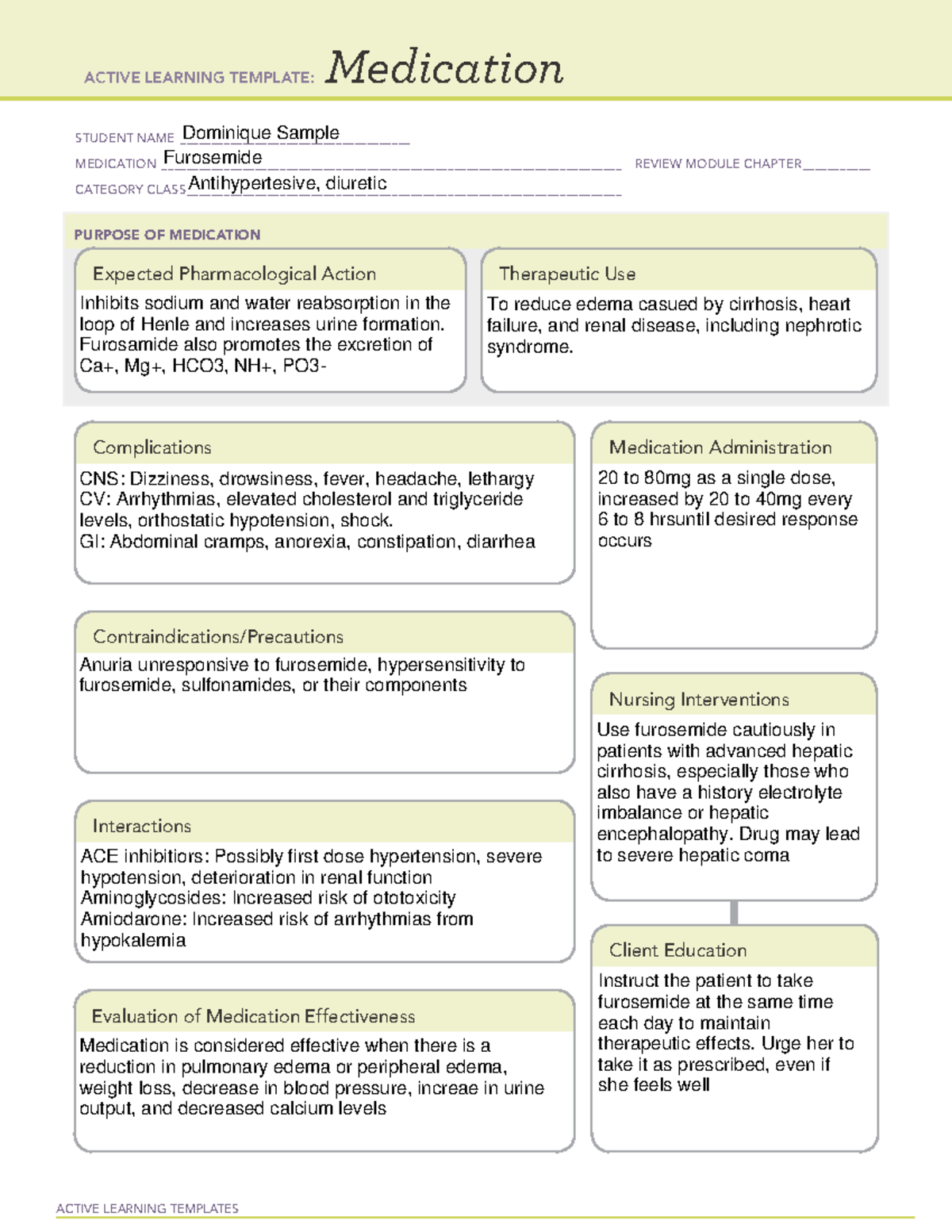 Furosemide Active Learning Template - ACTIVE LEARNING TEMPLATES ...