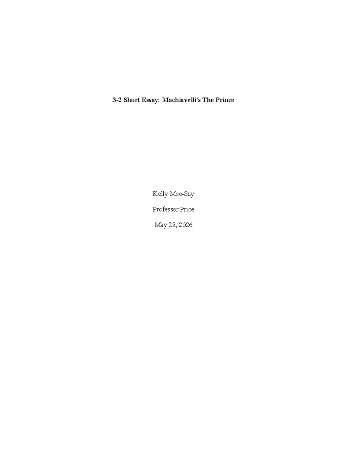 HIS 374 3-2 Short Essay: Machiavelli's The Prince and King Christian II ...