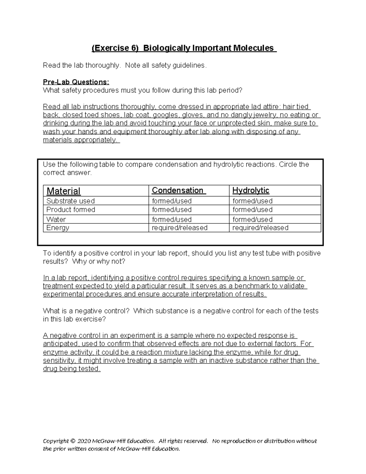 Biological Molecules Lab Report and Safety Guidelines (Bio 101) - Studocu