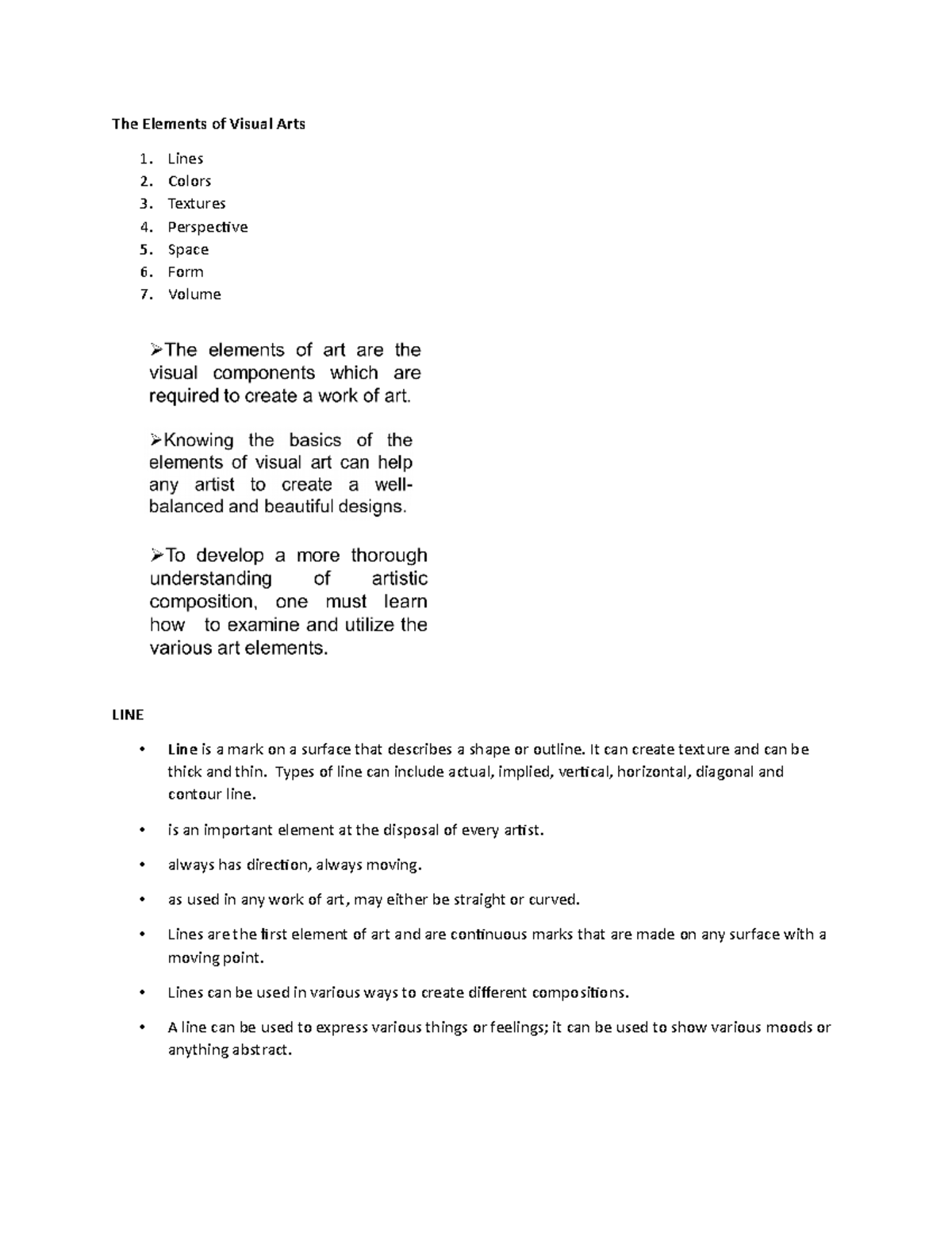 ARTA 101 MIDTERM: Elements of Visual Arts Reviewed - Studocu